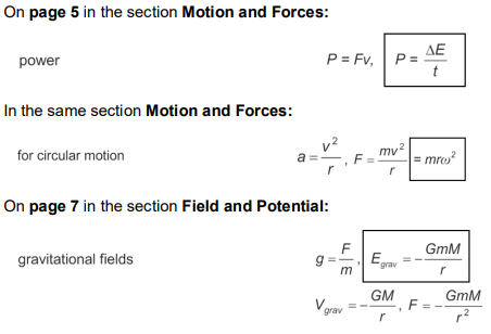 Amended data, formulae and relationships booklet for AS and A Level Physics B